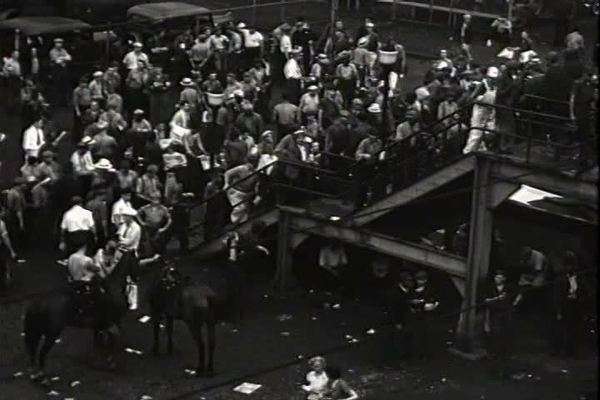 Unions form in the 1930s at a factory. Workers hand out flyers. - Stock ...