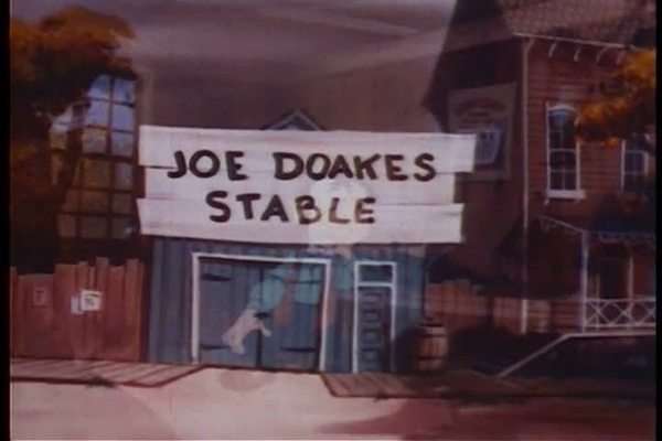 A man named Joe Doakes build a car in 1891 in a his workshop in a 1940s ...