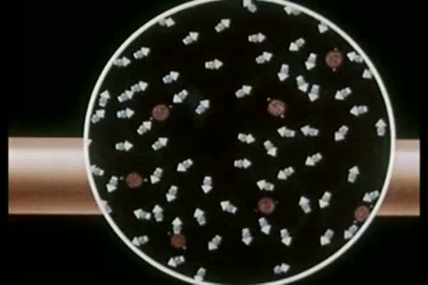 A cartoon electron moves across a magnetic field and the deflection ...