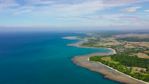 Luzon Island, Philippines. Seascape, lagoons with coral reefs, top view ...