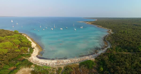 OLIB, CROATIA - 10 AUGUST 2015: Aerial view of tourists enjoying on ...