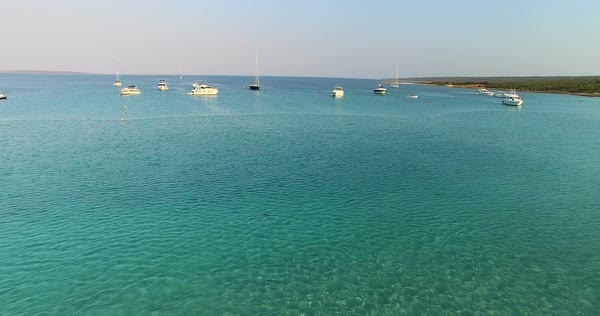 OLIB, CROATIA - 10 AUGUST 2015: Aerial view of tourists enjoying on ...