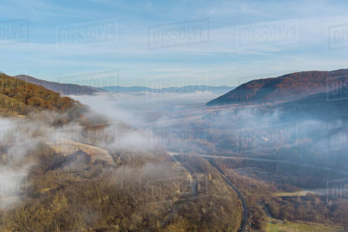 Amazing fog nature scenery the mountains under mist in the morning ...