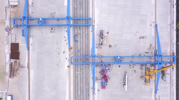 Top view of container. Clip. Top view of gantry crane. - Stock Video ...