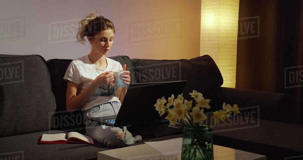 Tired overworked workaholic female learn her speech night late. Urgent ...