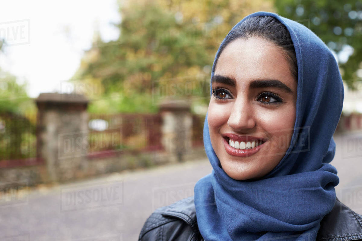 Portrait of british muslim woman in urban environment - Royalty-free ...
