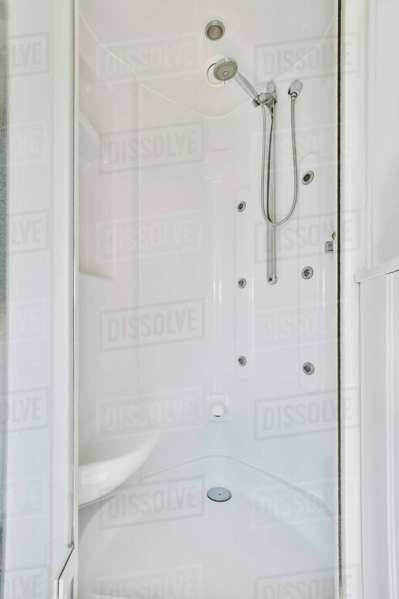 Modern shower stall in a bright bathroom - Royalty-free Stock Photo ...