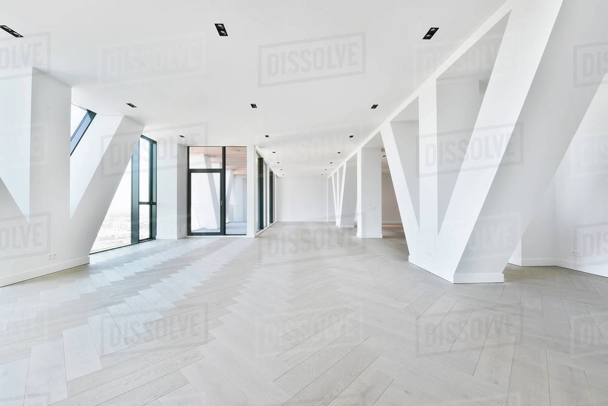 Spacious studio apartment with parquet flooring and panoramic windows ...