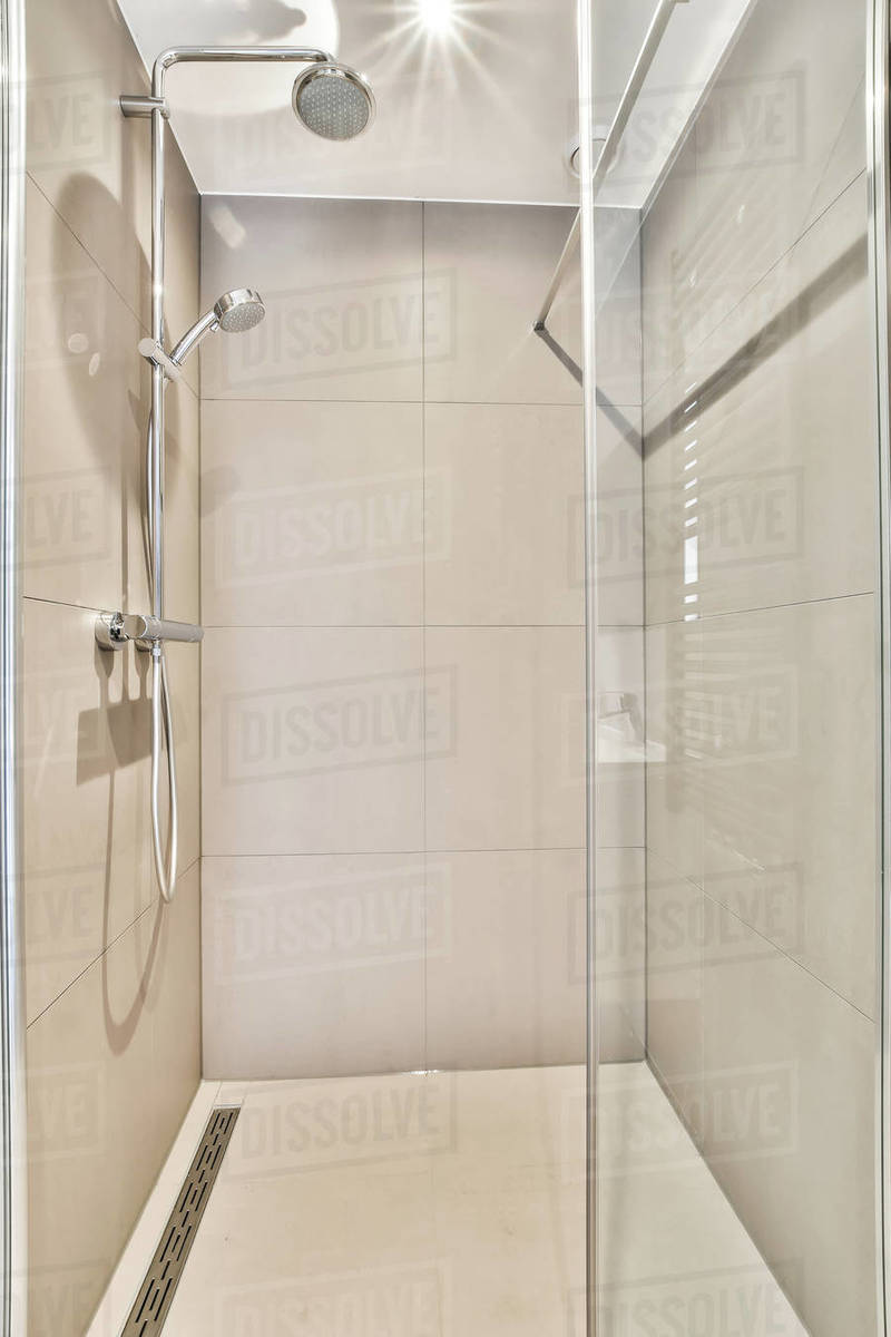 Modern shower stall in a bright bathroom - Royalty-free Stock Photo ...