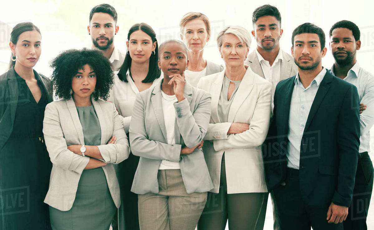 Teamwork, arms crossed and portrait of business people in office for ...