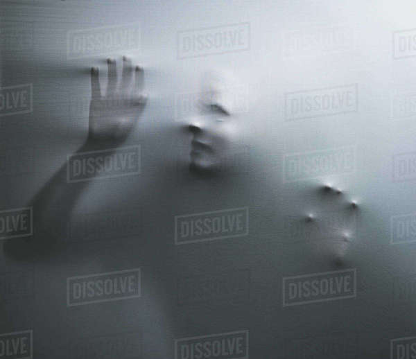Horror, fabric and hands of a woman trapped in textile trying to escape ...