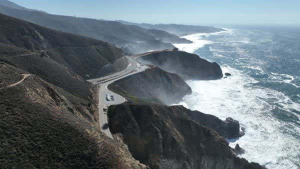 Coastal Road At Highway 1 In California United States. Historic Road ...