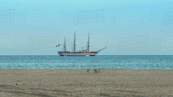 Amerigo Vespucci military sailing ship near the coast - Royalty-free ...