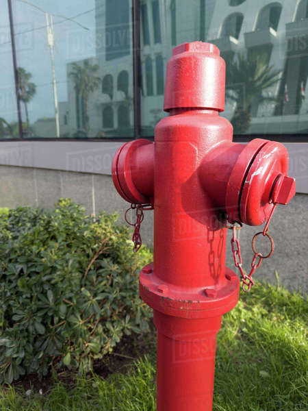 Vertical photo of red fire hydrant for people safety. Fire protection ...