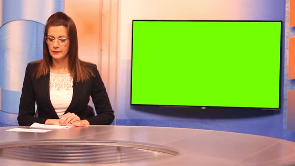 TV presenter, Green Screen background - Stock Video Footage - Dissolve