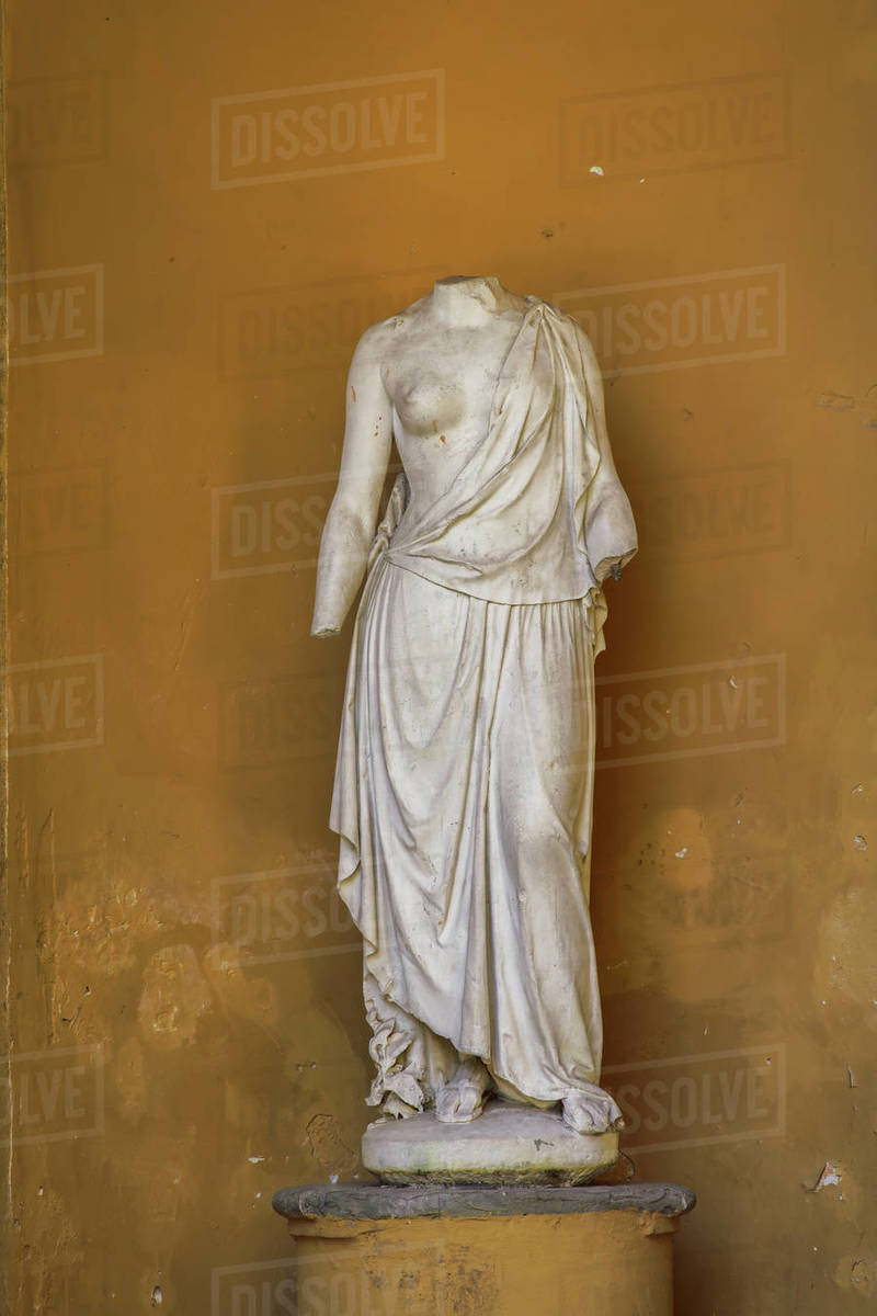 Nymph marble statue detail in neoclassical temple - Tempietto del ...