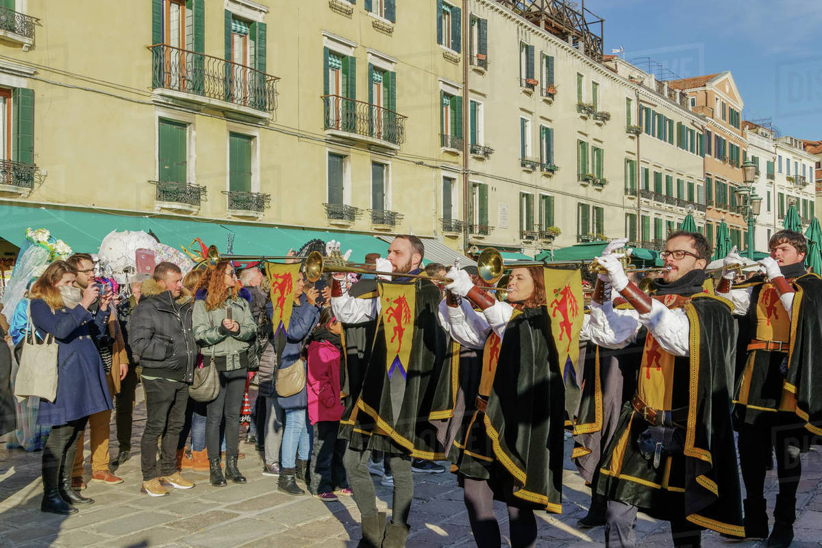 Venice, Italy Carnival celebration Festa delle Marie walking parade ...
