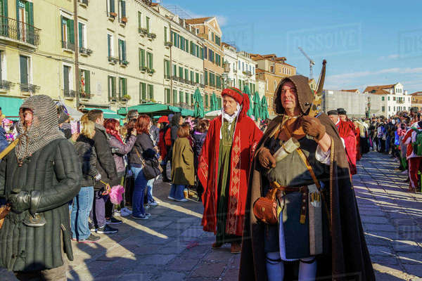 Venice, Italy Carnival celebration Festa delle Marie walking parade ...