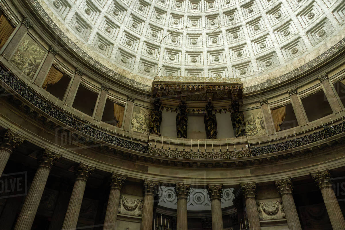 Pantheon like interior of Roman Catholic neoclassical church Basilica ...