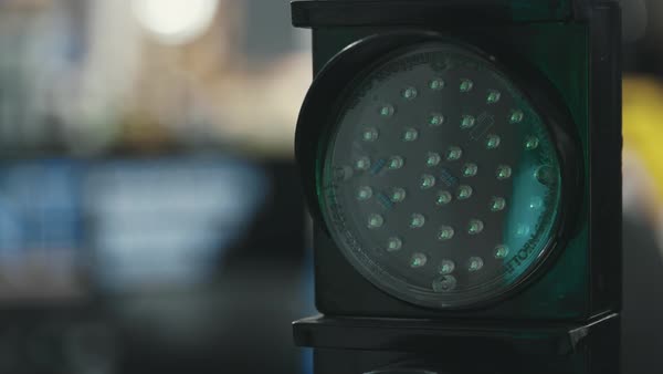 Vertical Video. Traffic Signs. Yellow Flashing Beacon Signaling ...