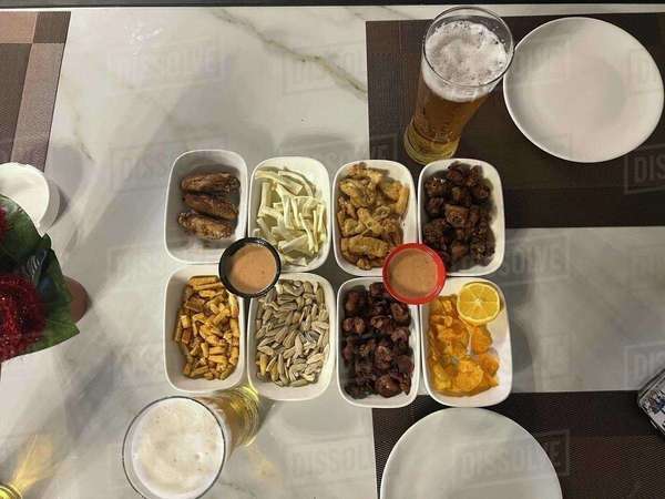 Close up of assorted snacks on a table in a restaurant - Royalty-free ...