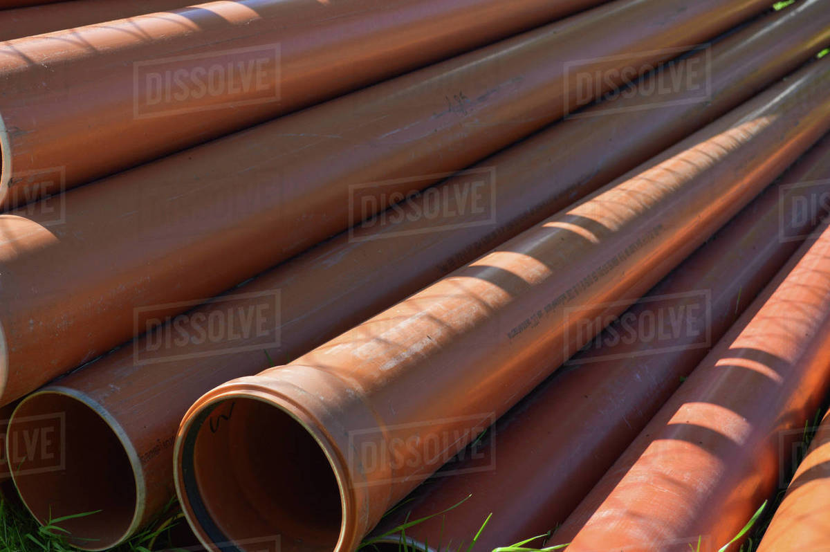 Orange plastic industrial polypropylene thick plumbing pipes with large ...