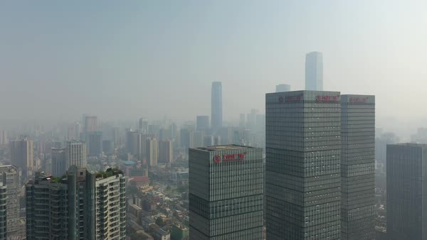 Changsha cityscape with high buildings hand heavy traffic at sunny ...