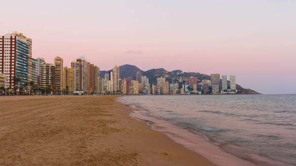 Beach sunset panorama of benidorm timelapse, Spain - 4K Royalty-free ...