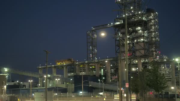 CLOSE UP Stunning modern fossil fuel power plant station using natural ...