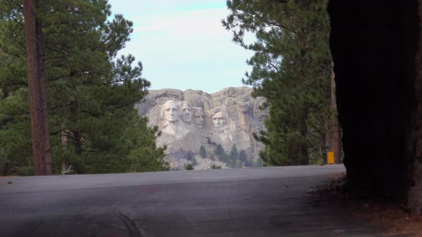 Iconic Mount Rushmore monument surrounded pine trees in Black Hills ...