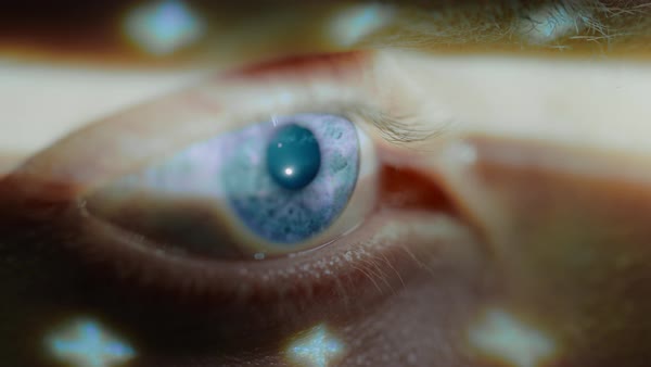 Biometric Facial Recognition Scanning of Blue Eye's Iris - Stock Video ...