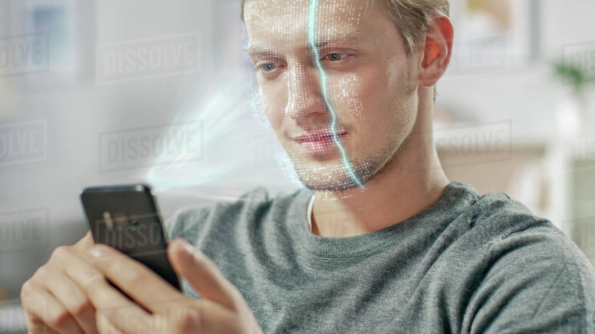 Young man identified by biometric facial recognition scanning process ...
