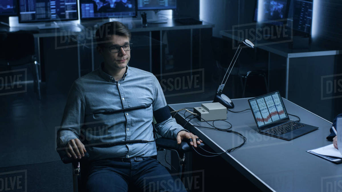 Young Handsome Suspect During Interrogation Undergoes Lie Detector ...