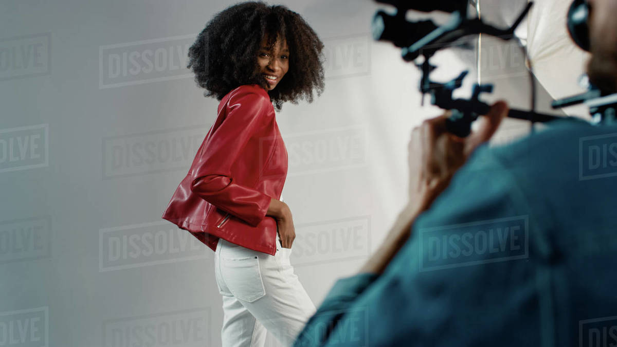 Beautiful Black Model Posing for a Video Clip Footage, Cameraman ...