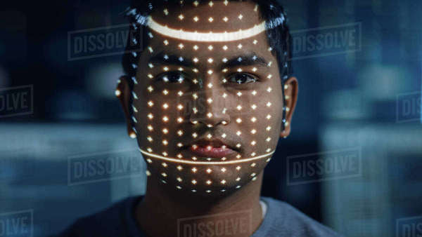 Handsome Young Indian Man is Identified by Biometric Facial Recognition ...