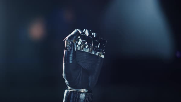 Modern Humanoid Robot Arm Working, Hand Closing Palm. Delicate ...