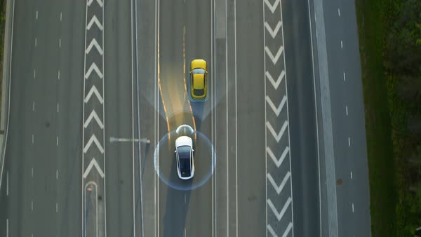 Autonomous self driving car moving through city - Stock Video Footage ...