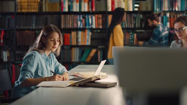 University Library: Diverse Group of Gifted Students Have Discussion ...