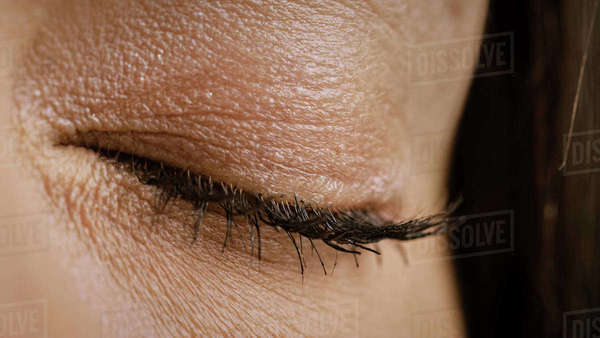 Close Up Macro Shot of an Closed Eye. Young Beatiful Female With Closed ...