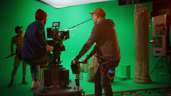On Film Studio Set Shooting Historical Movie Green Screen Scene ...