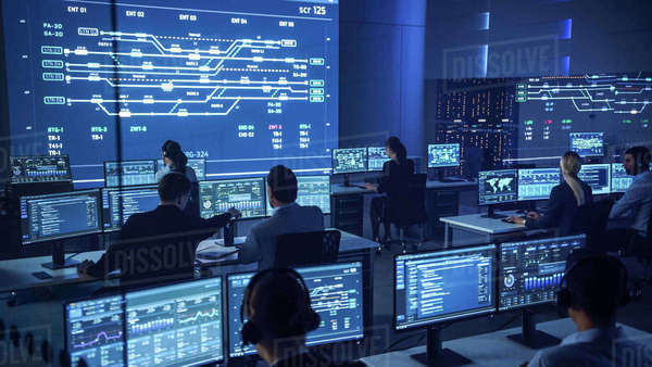 Team of Professional Computer Data Science Engineers Work on Desktops ...