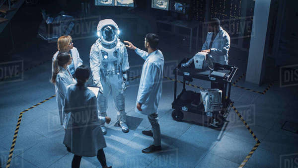 Aerospace Facility: Scientists and Engineers Wearing White Coats have ...