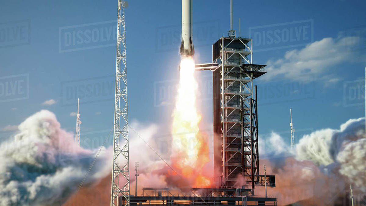 Shot of a Launch Pad Complex: Successful Rocket Launching with Crew on ...