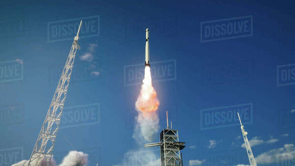 Shot of a Launch Pad Complex: Successful Rocket Launching with Crew on ...