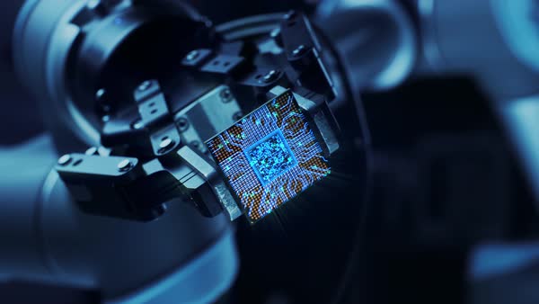 Futuristic Animation Concept: Modern Authentic Robot Arm Holding ...