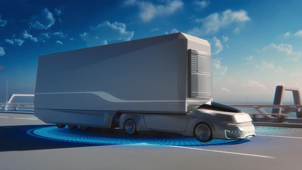 Futuristic Technology Concept: Autonomous Self-Driving Lorry Truck with ...