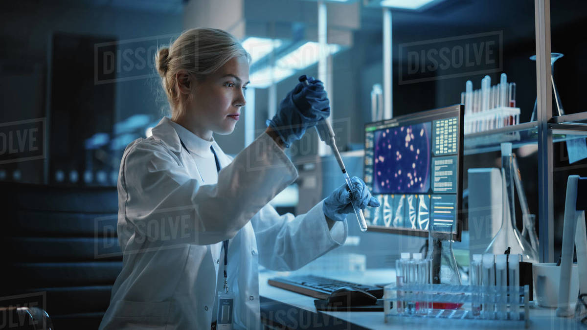 Medical Research Laboratory: Portrait of Female Scientist Working with ...