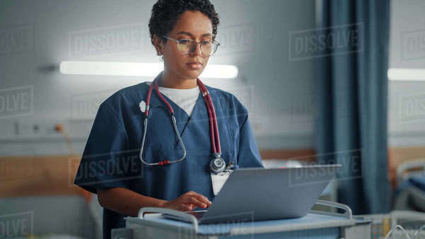 Professional Smiling Black Female Head Nurse Wearing Stethoscope ...