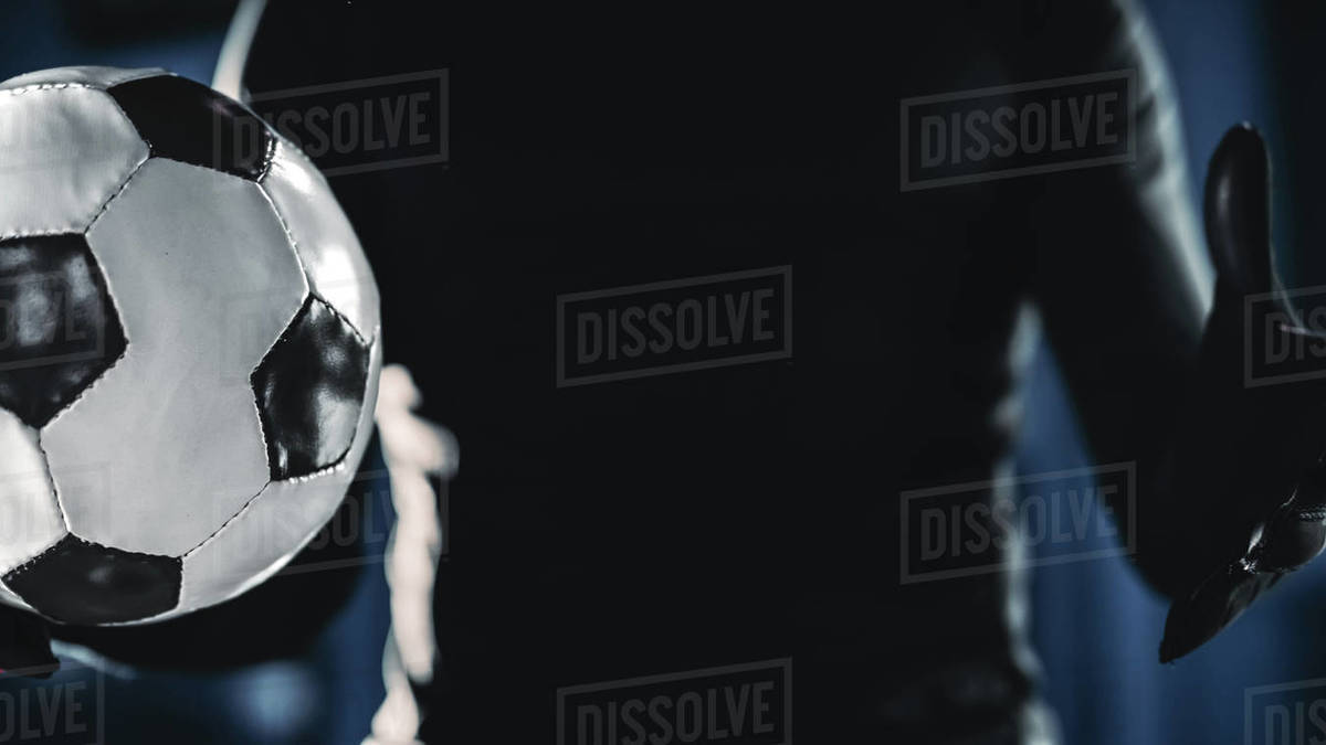 Professional Anonymous Soccer Goalkeeper Holding Football Ball. Star ...