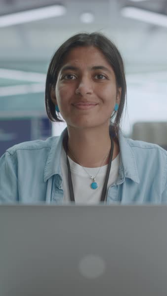 Portrait of Smiling Indian IT Programmer Working on Desktop Computer ...